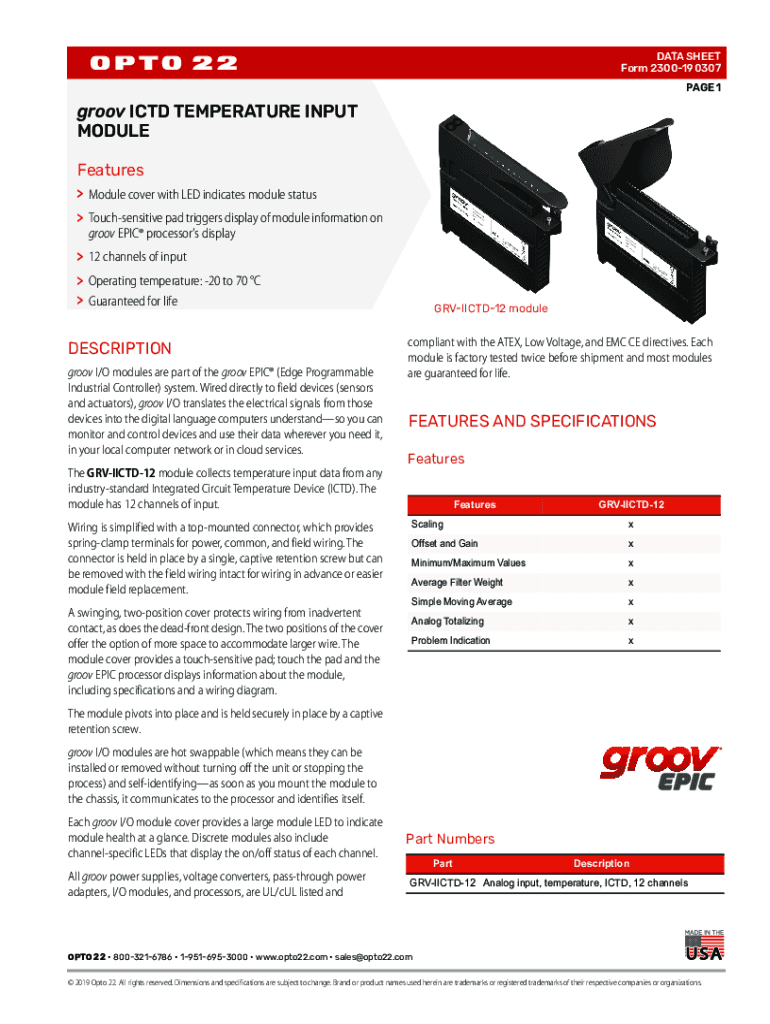 Fillable Online Data sheet: groov 1030 VDC Input Modules Fax Email ...