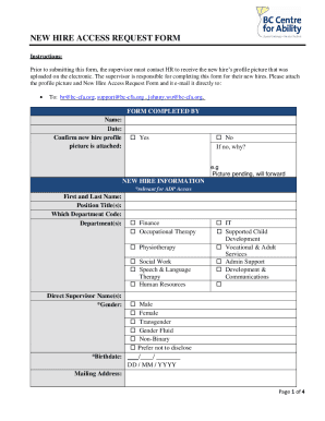 Fillable Online NEW HIRE ACCESS REQUEST FORM Fax Email Print - pdfFiller