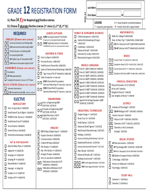 Fillable Online GRADE 12REGISTRATION FORM Fax Email Print - pdfFiller