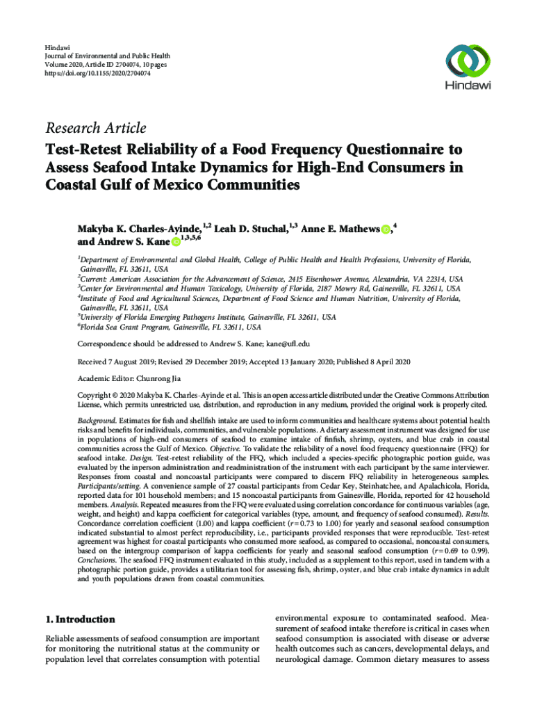 Fillable Online Research Article Test-Retest Reliability of a Food ...