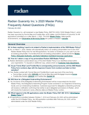 Fillable Online Master Policy Form FAQ. MI information guides Fax Email ...