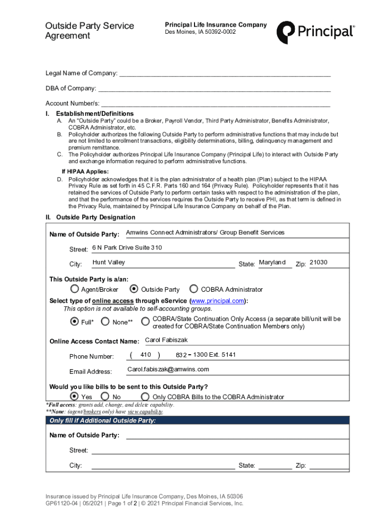 Fillable Online Outside Party Agreement (OPA) Form.pdf Fax Email Print ...