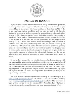 Fillable Online web co wayne ny NOTICE TO TENANT: Fax Email Print - pdfFiller