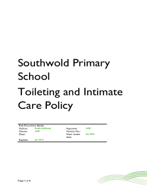 Fillable Online Southwold Primary School Toileting and Intimate Care ...