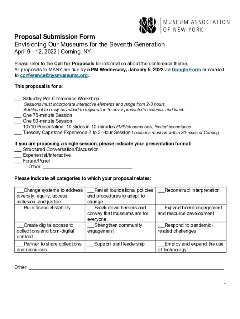 Fillable Online Proposal Submission Form Envisioning Our Museums for ...