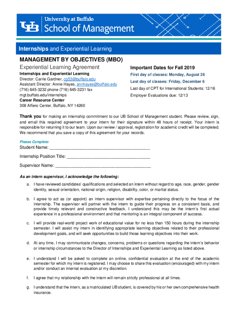 Fillable Online Internship Description Guide - School of Management Fax Email Print - pdfFiller