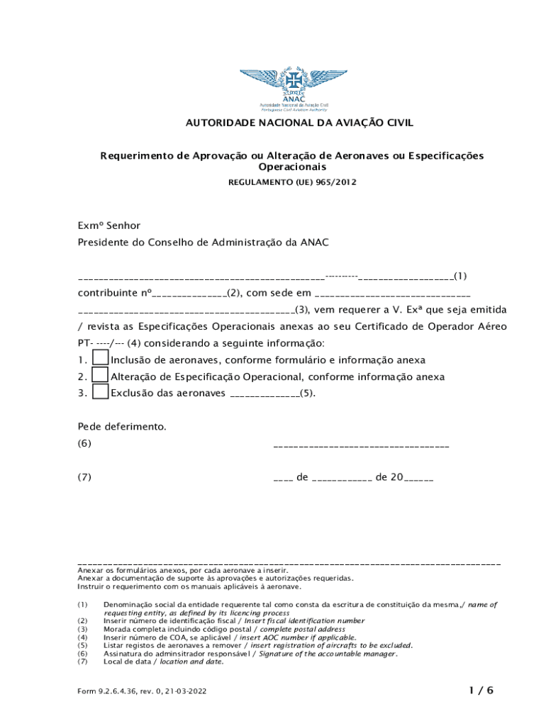 Fillable Online Form 9.2.6.4.36 - Requerimento OpSpecs.pdf Fax Email ...