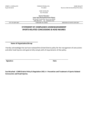 Fillable Online STATEMENT OF COMPLIANCE ACKNOWLEDGEMENT ... Fax Email ...