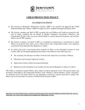Fillable Online SAMPLE 1 A Child Protection Policy Statement Fax Email ...