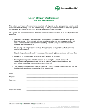 Fillable Online Linea Oblique Weatherboard Care and Maintenance Fax ...