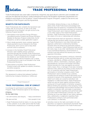 Fillable Online Participation Agreement Trade Professional Program. Participation Agreement ...