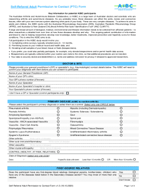 Fillable Online Self-Referral Adult Permission to Contact (PTC) Form ...