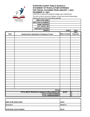Fillable Online Mileage Reimbursement Form for 2023 Fax Email Print - pdfFiller