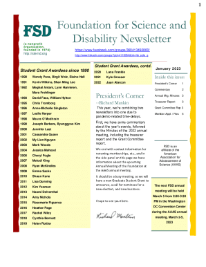 Fillable Online Foundation for Science and Disability Newsletter Fax ...