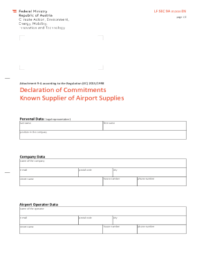 Fillable Online Declaration of Commitments - Known Supplier of of ...