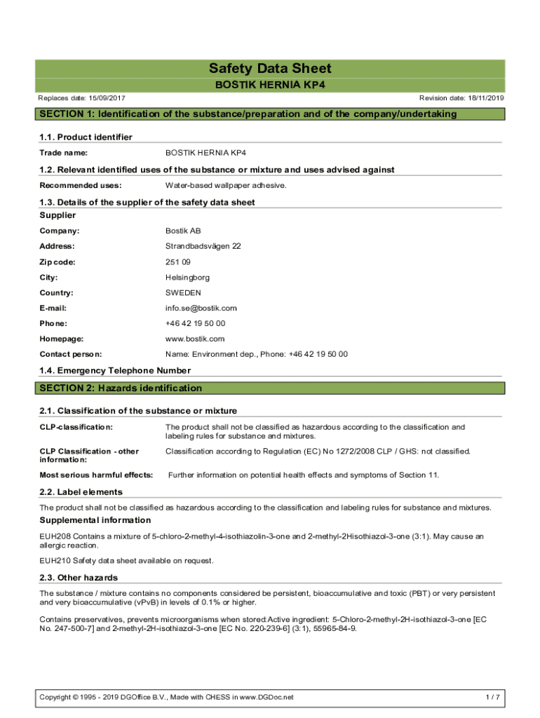 Fillable Online BOSTIK HERNIA KP4 Fax Email Print - pdfFiller