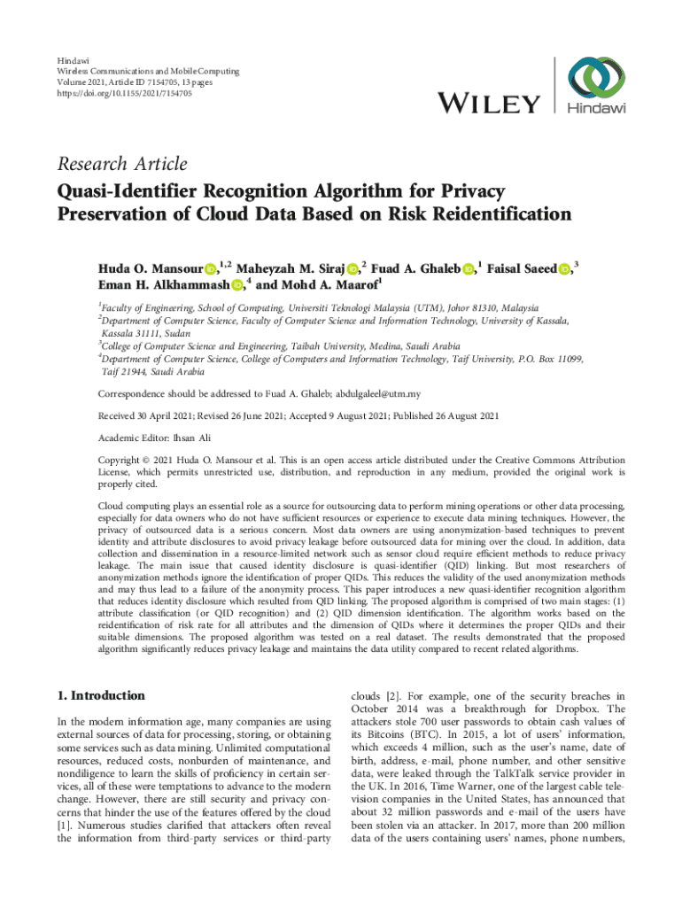 Fillable Online Quasi Identifiers Recognition Algorithm For Privacy