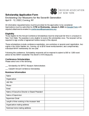 Fillable Online Scholarship Application Form Envisioning Our ... Fax ...