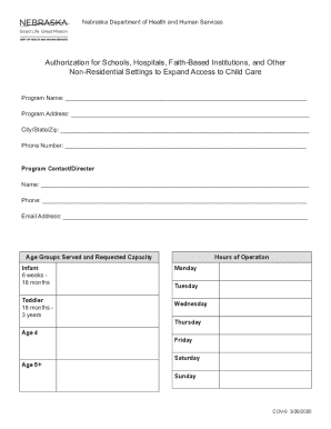 Fillable Online dhhs ne Authorization for Schools, Hospitals, Faith ...