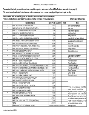 Fillable Online IPMBA MOCC Required Tool List/Order Form Fax Email Print - pdfFiller