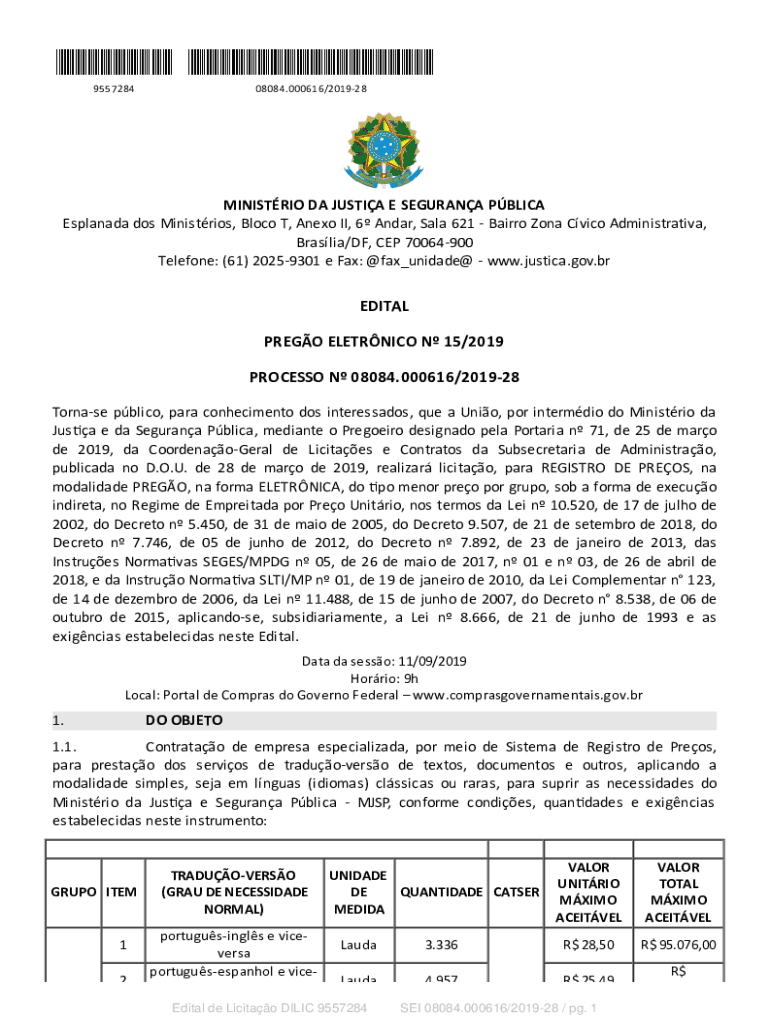Preenchível Disponível Ministrio da Justia e Segurana Pblica - Governo Federal Fax Email ...