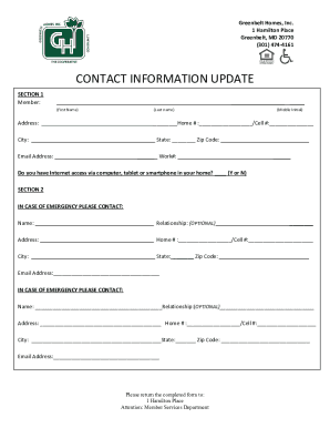 Fillable Online CONTACT INFORMATION UPDATE Fax Email Print - pdfFiller