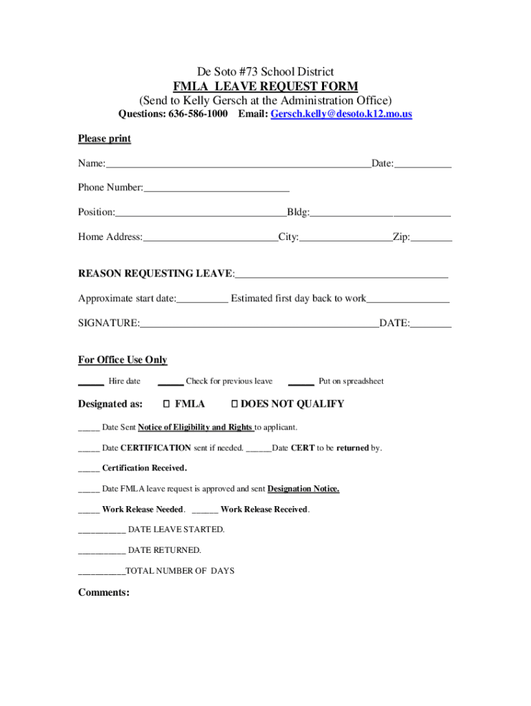 Fillable Online FMLA Leave Request Form.pdf Fax Email Print - pdfFiller