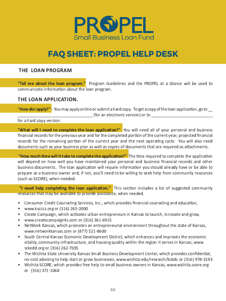 Fillable Online FAQ SHEET: PROPEL HELP DESK Fax Email Print - pdfFiller