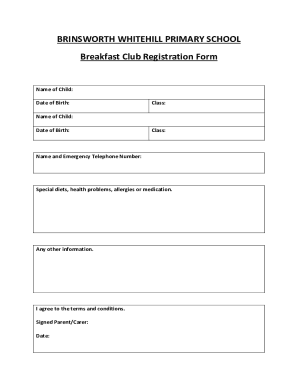 Fillable Online Breakfast Club Registration Form Fax Email Print ...