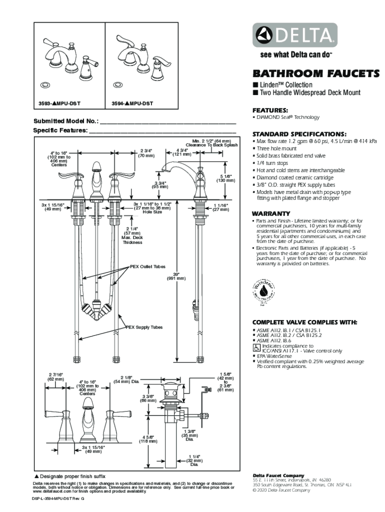 Fillable Online Delta Linden 8 in. Widespread 2-Handle Bathroom Faucet ...