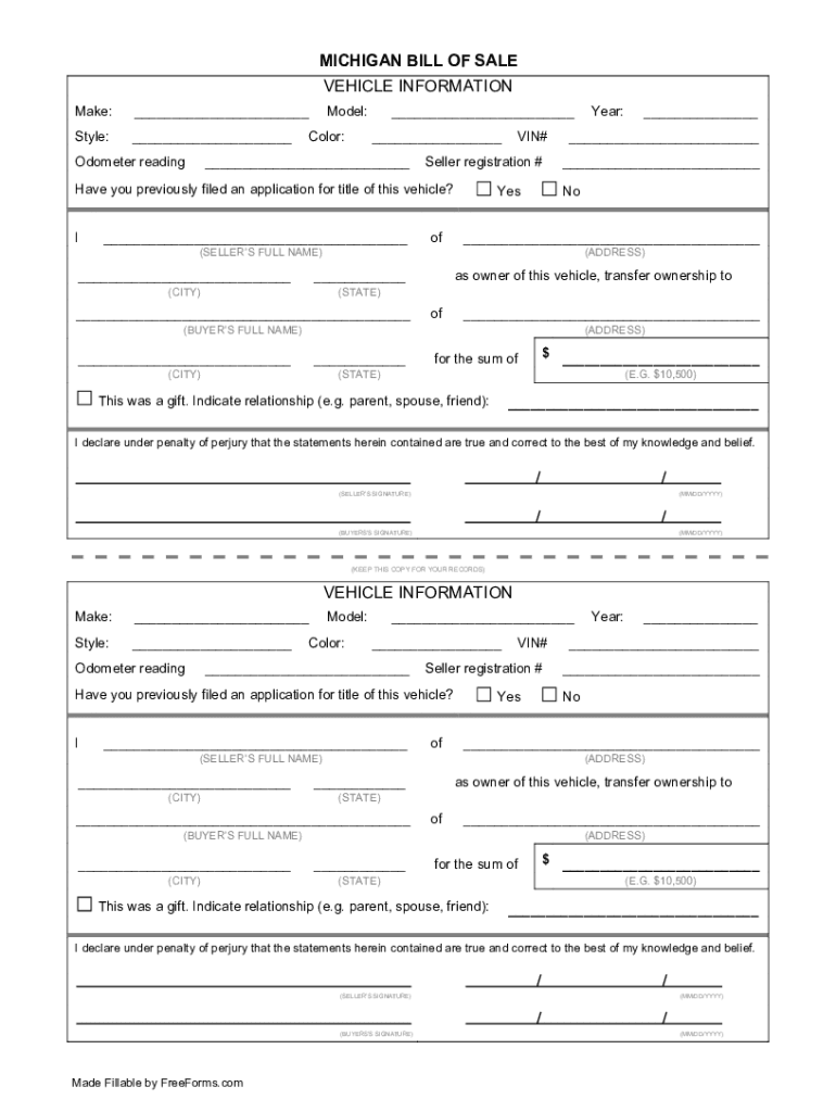 Fillable Online Vehicle- DMV Bill of Sale Form PDF Template / Sample ...