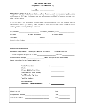 Fillable Online Transportation Request for Field Trip Form Fax Email Print - pdfFiller