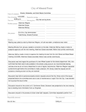 Fillable Online Streets, Sidewalk & Solid Waste Disposal Committee Fax ...