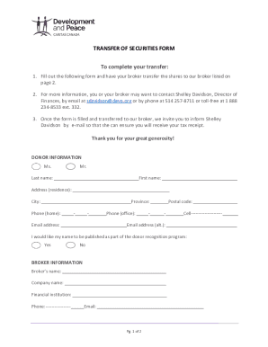 Fillable Online TRANSFER OF SECURITIES FORM Fax Email Print - pdfFiller