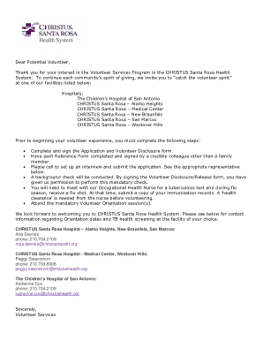 Fillable Online Dear Potential Volunteer, Thank you for your interest in the ... Fax Email Print ...