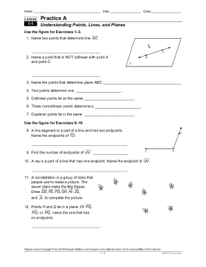 Fillable Online How to label points lines and planes from a figure ex 1 ...