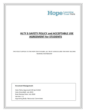 Fillable Online E-SAFETY POLICY and ACCEPTABLE USE AGREEMENT ... Fax ...
