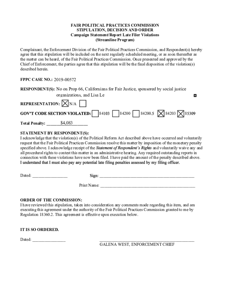 Fillable Online 2019-00572 No on Prop 66, Californians for Fair Justice ...