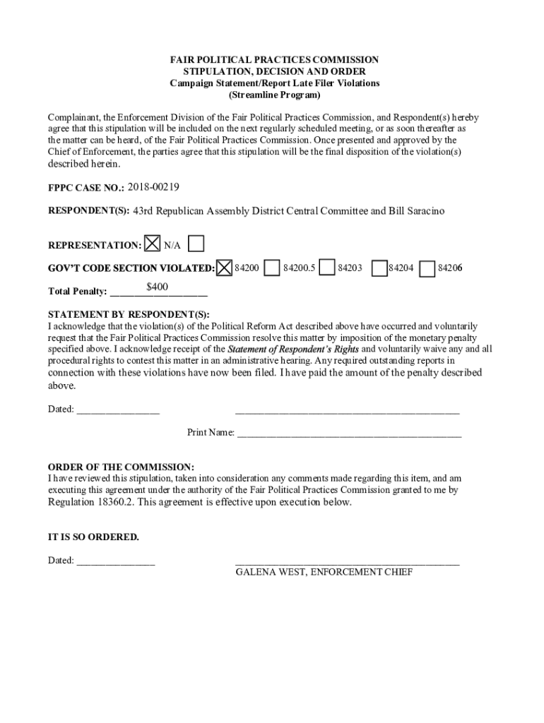 Fillable Online 43rd Republican Assembly - Stip Fax Email Print - pdfFiller