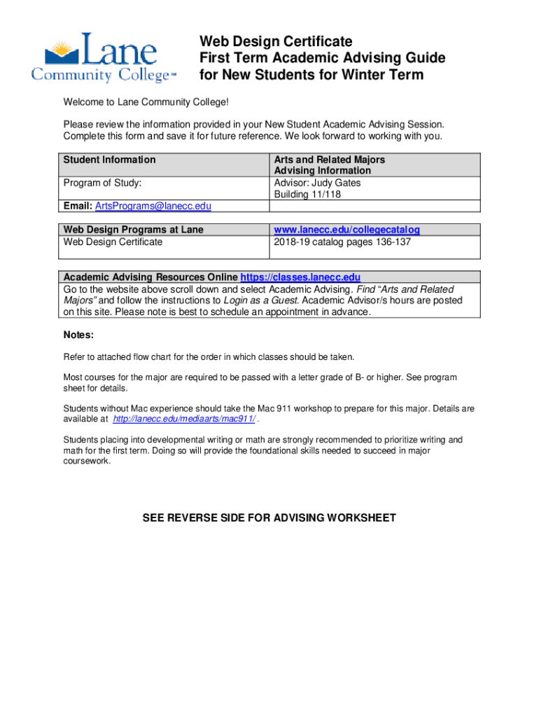 Fillable Online Design Transfer First Term Academic Advising Guide New ... Fax Email Print ...