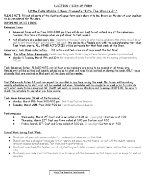 Fillable Online Musical Audition Form - middle/high school Fax Email ...