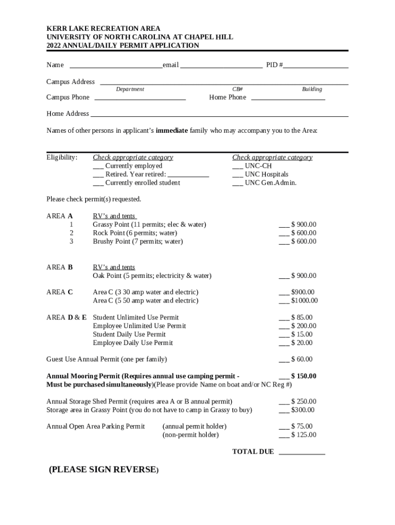 2022 ANNUAL/DAILY PERMIT APPLICATION - exss unc Doc Template | pdfFiller