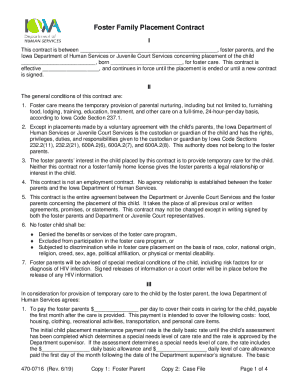 Fillable Online Foster Family Placement Contract Fax Email Print ...