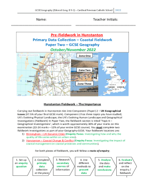 Fillable Online Coastal Fieldwork Paper Two GCSE Geography October ...