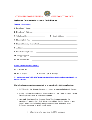 Fillable Online Taking in charge Application form for Public Lighting ...