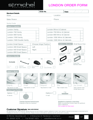 Fillable Online LONDON ORDER FORM Fax Email Print - pdfFiller