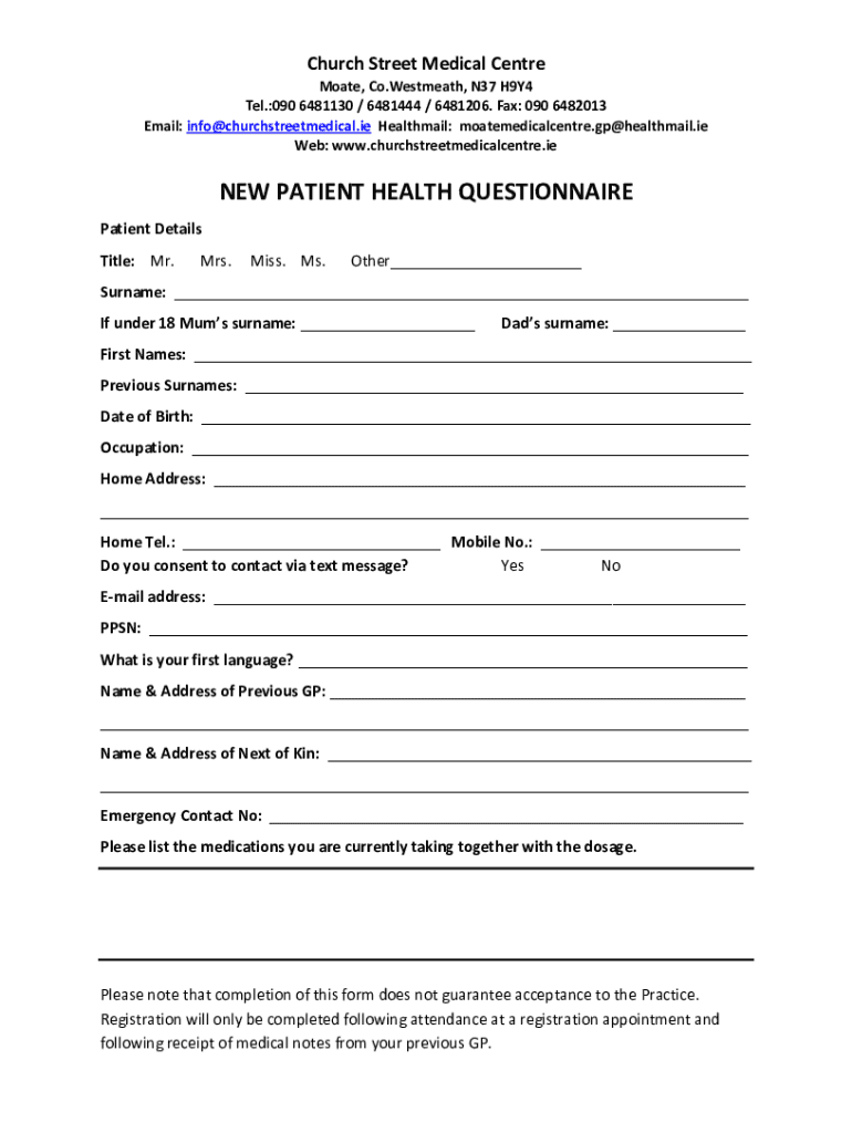 Fillable Online Services - Church Street Medical Centre Fax Email Print ...