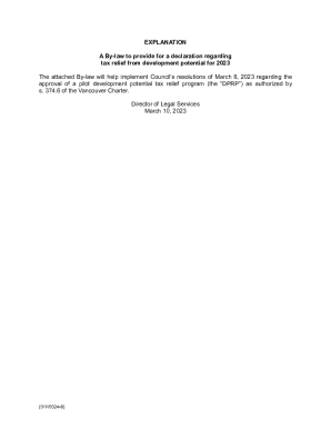 Fillable Online BY-LAW - Development Potential Tax Relief Declaration ...
