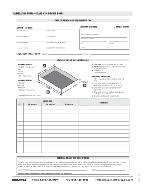 Fillable Online fabrication formseason's drawer boxes Fax Email Print ...