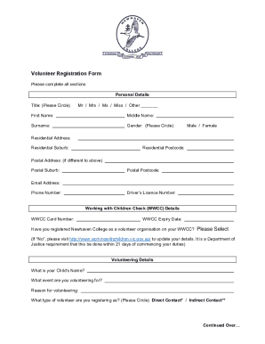 Fillable Online Volunteer Registration Form Please Select Fax Email ...